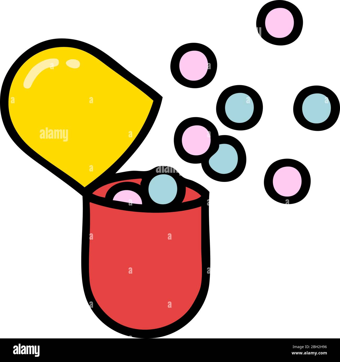 Retro Tattoo Style burst open medical capsule pill Stock Vector Image ...