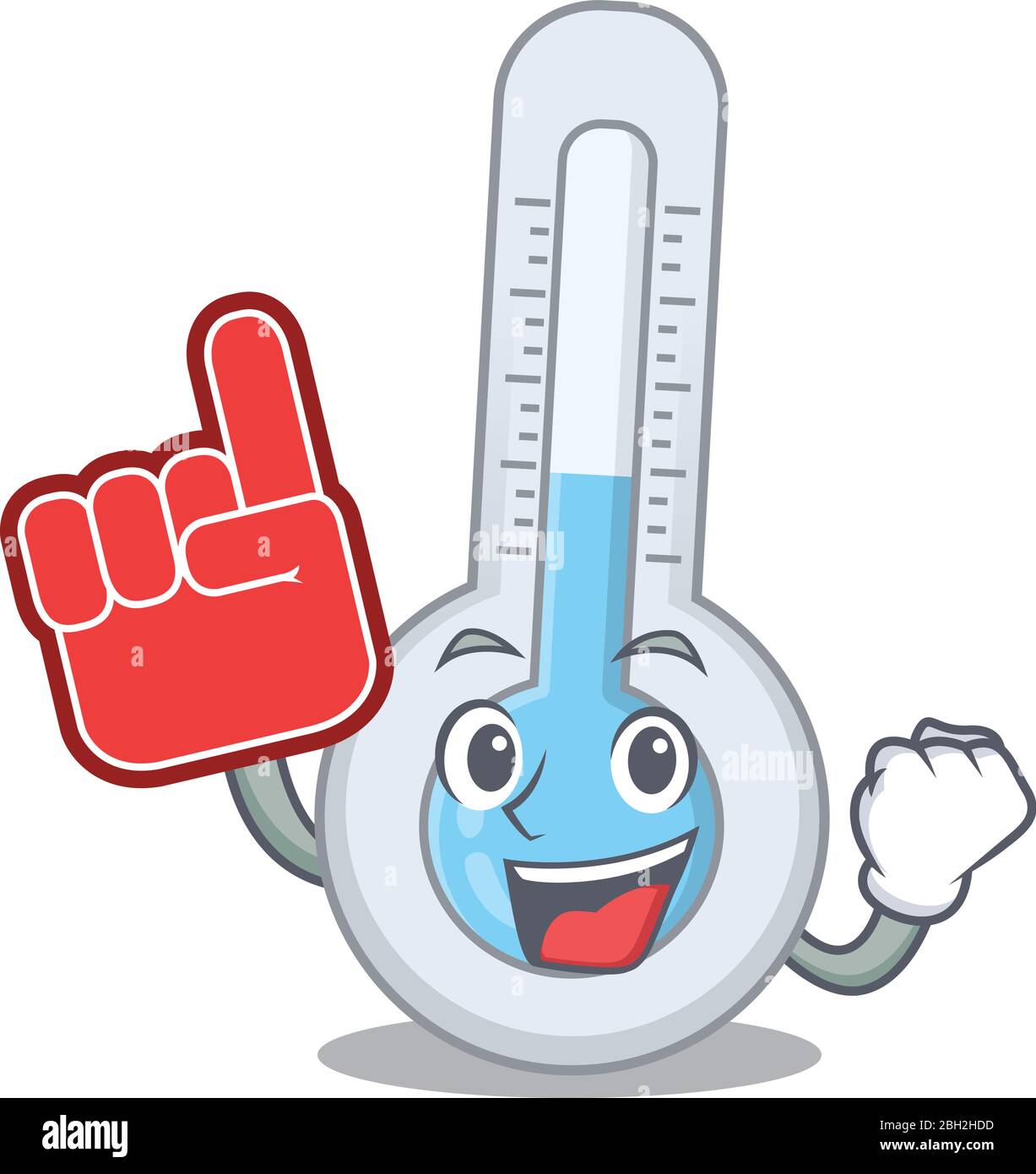 Cold thermometer presented in cartoon character design with Foam finger ...