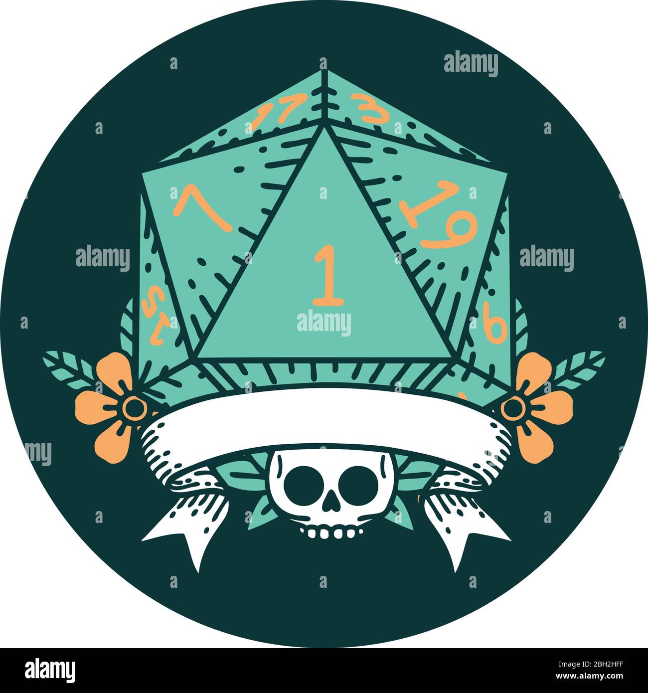 icon of natural one d20 dice roll Stock Vector Image & Art - Alamy