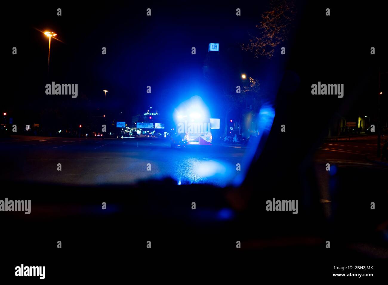 Ambulance on emergency mission, Madrid, Spain Stock Photo - Alamy