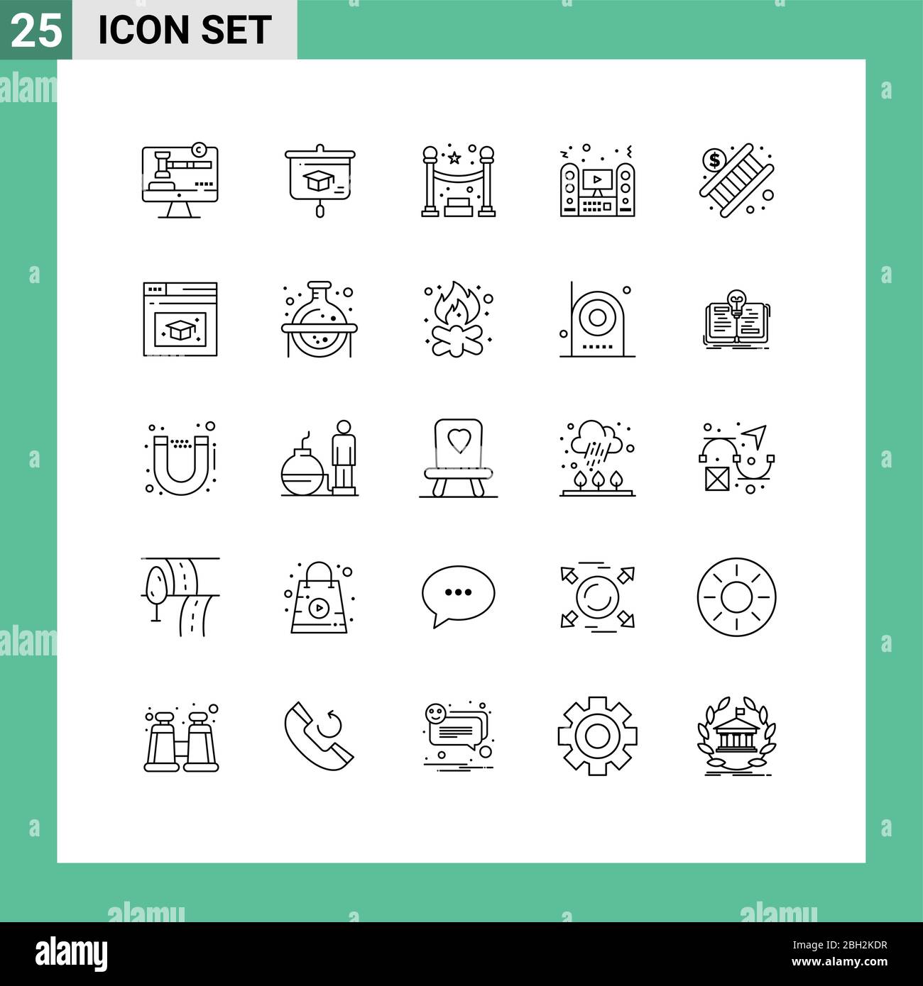 Universal Icon Symbols Group of 25 Modern Lines of economy, system ...