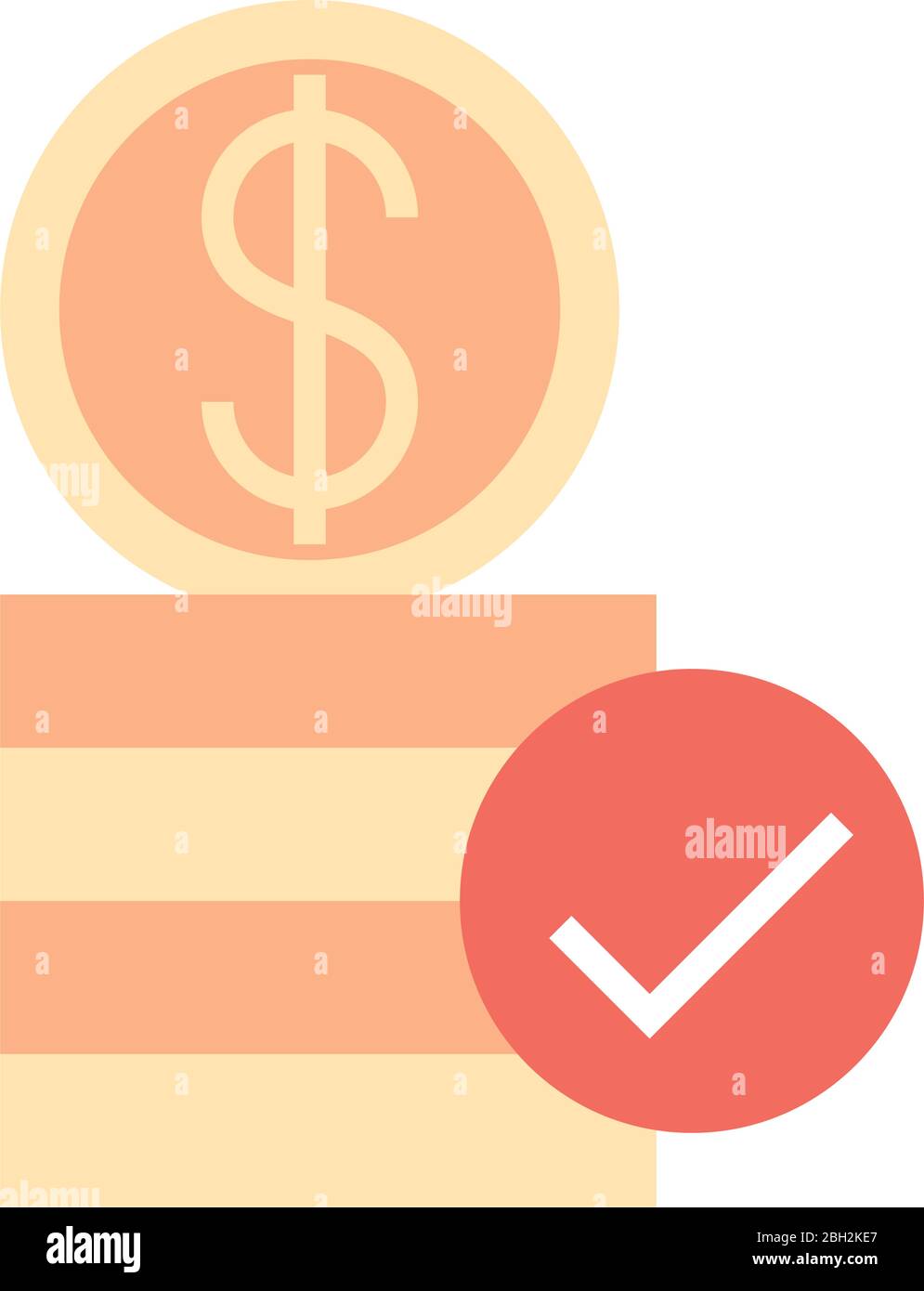 mobile banking, stack money coins check mark vector illustration flat ...
