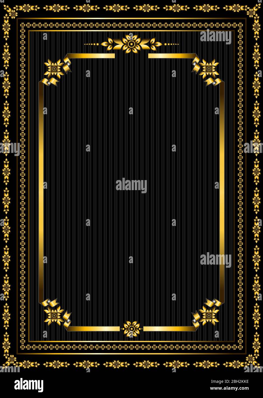 Original gold ribbon frame with curved edges framed by gold borders ...