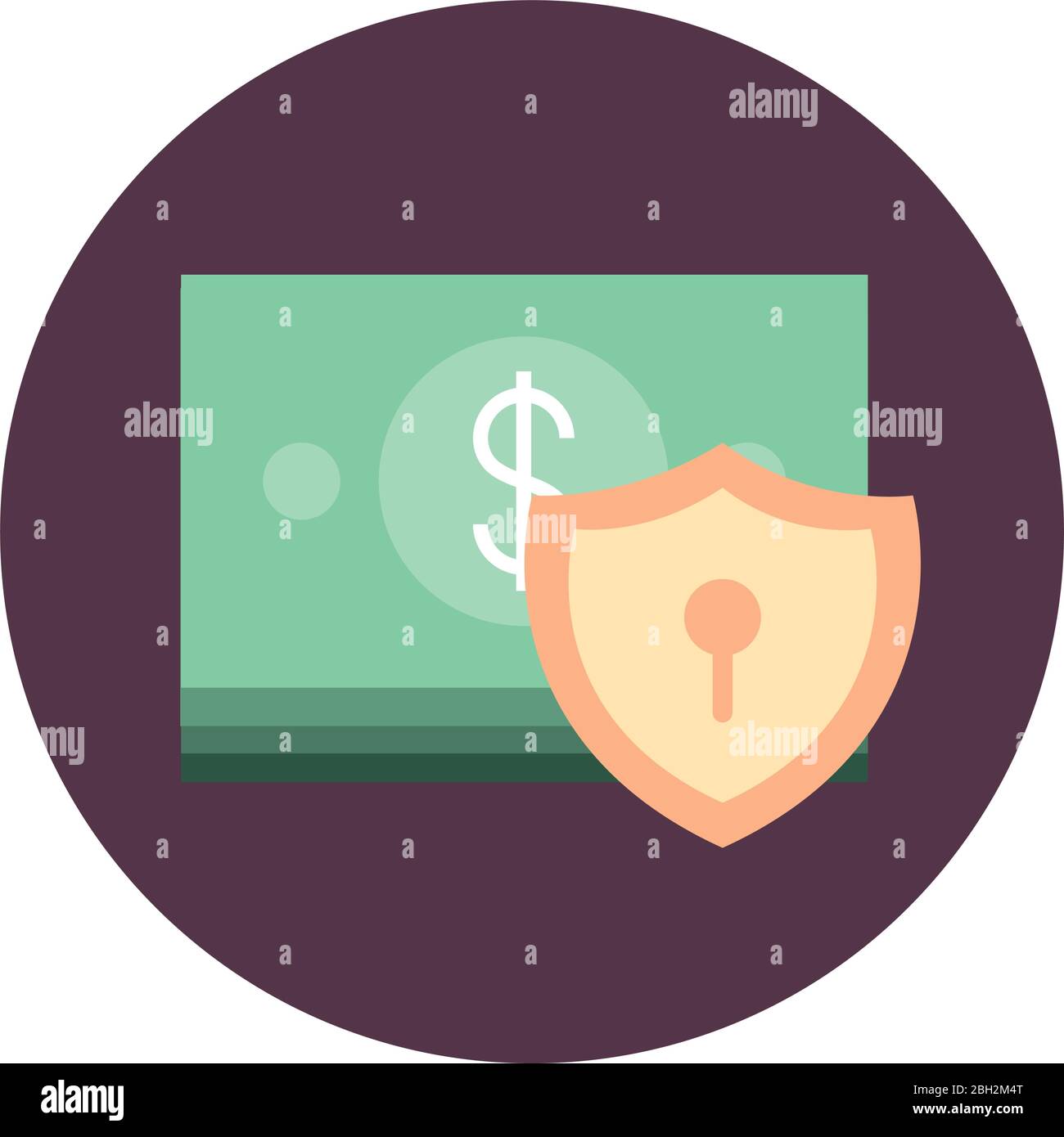 mobile banking, stacked of banknote money protection vector ...