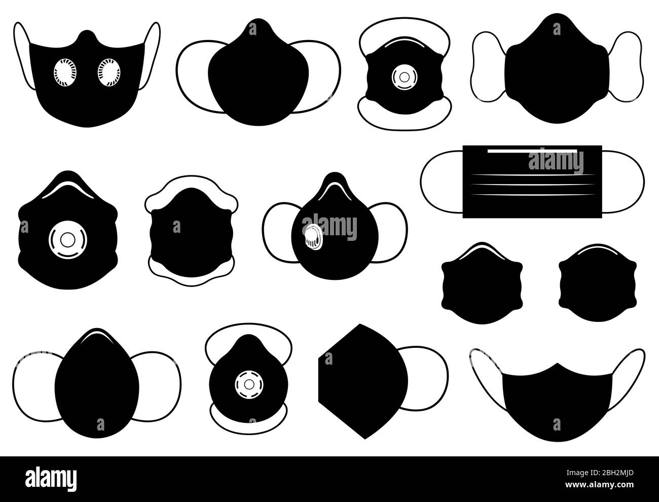 Set medical respiratory masks hi-res stock photography and images - Alamy