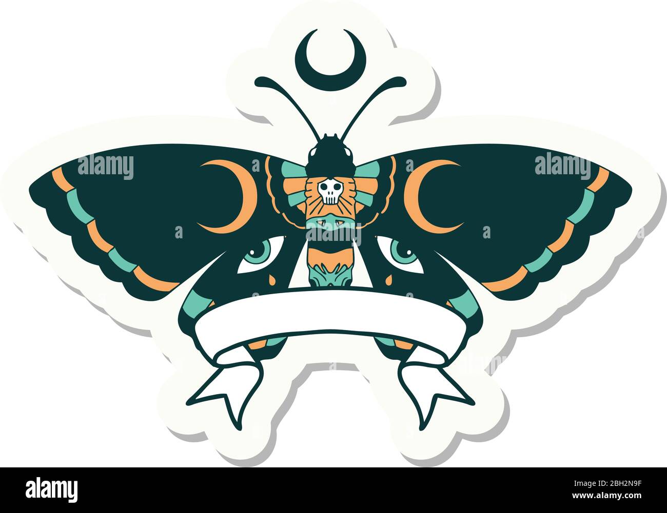 tattoo style sticker with banner of a moth Stock Vector Image & Art - Alamy