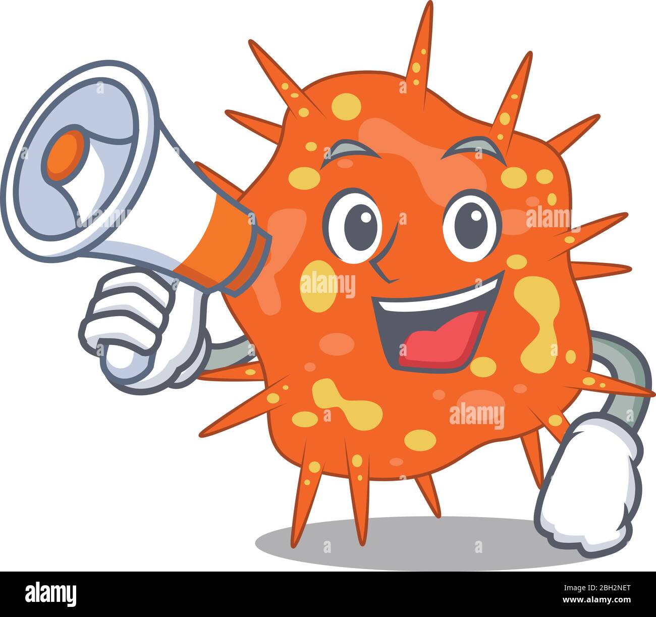 Cartoon character of burkholderia mallei having a megaphone Stock ...
