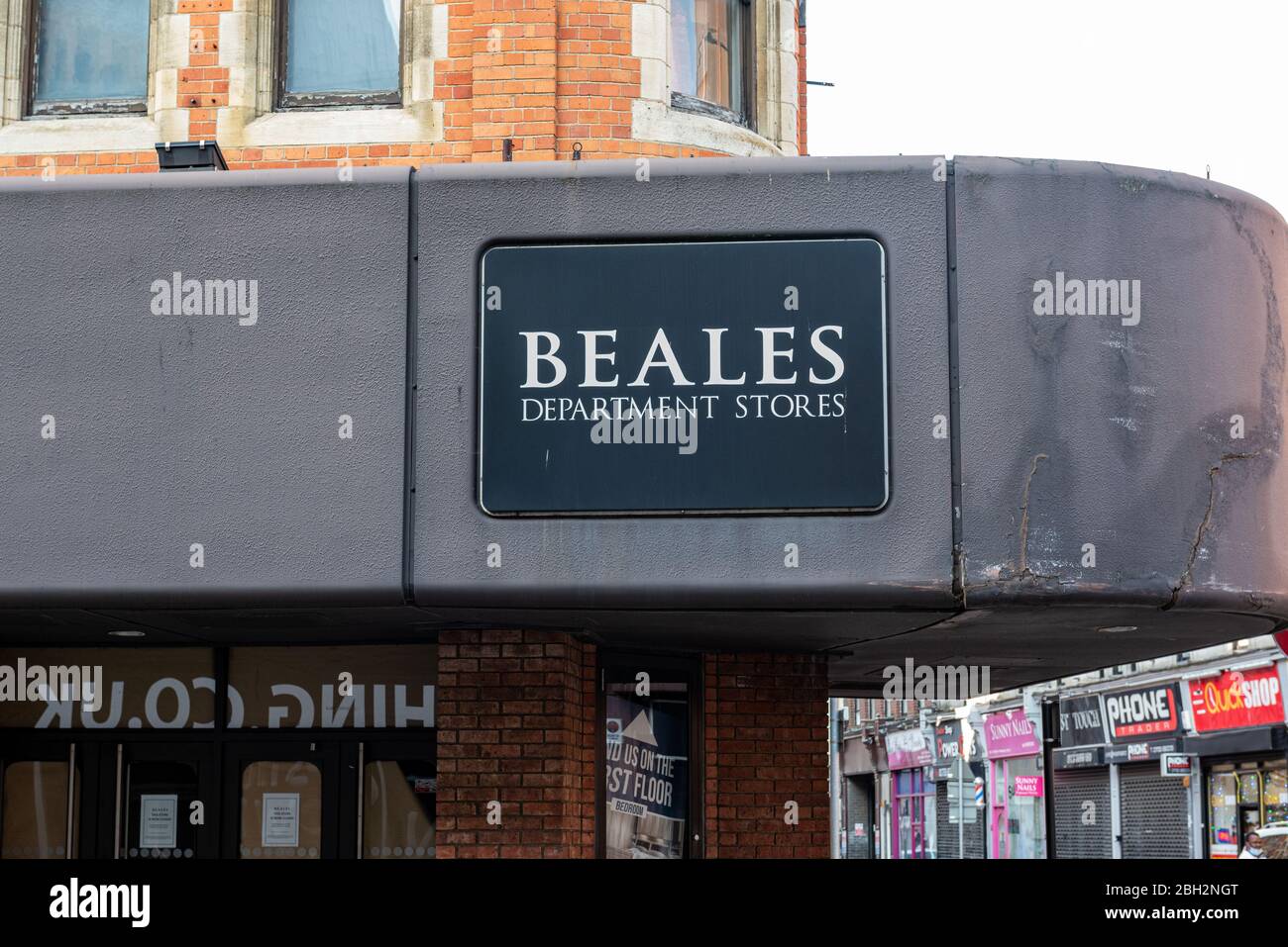 Sign for department store Beales in Peterborough during the Covid-19 ...