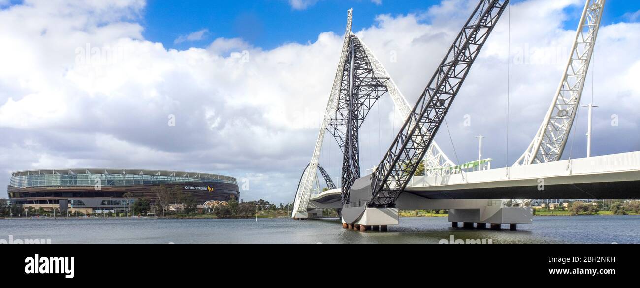 Matagarup Bridge a suspension steel cable stayed pedestrian bridge over ...