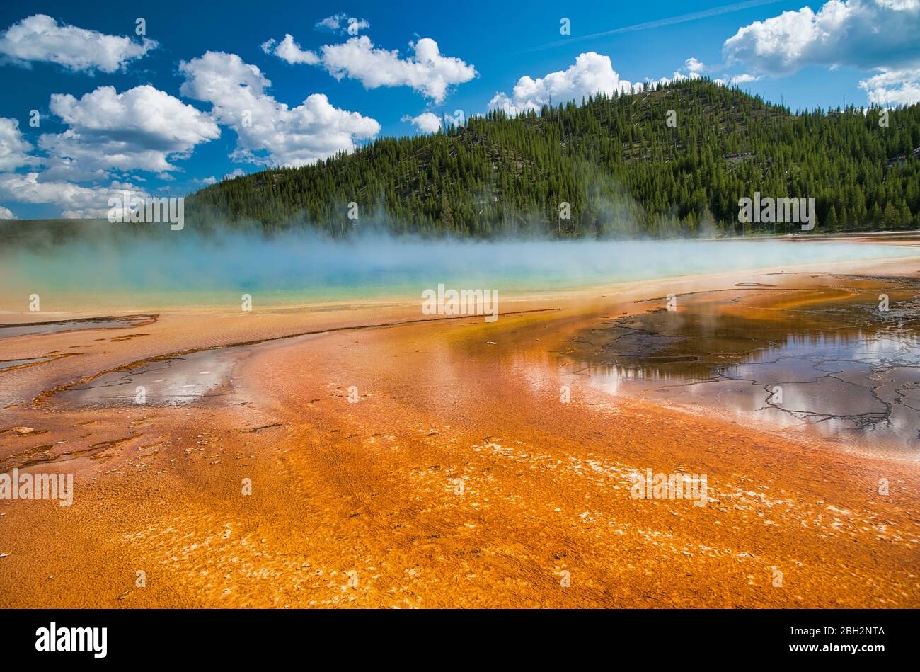 Grand Prismatic Spring Geyser, Yellowstone National Park Stock Photo ...