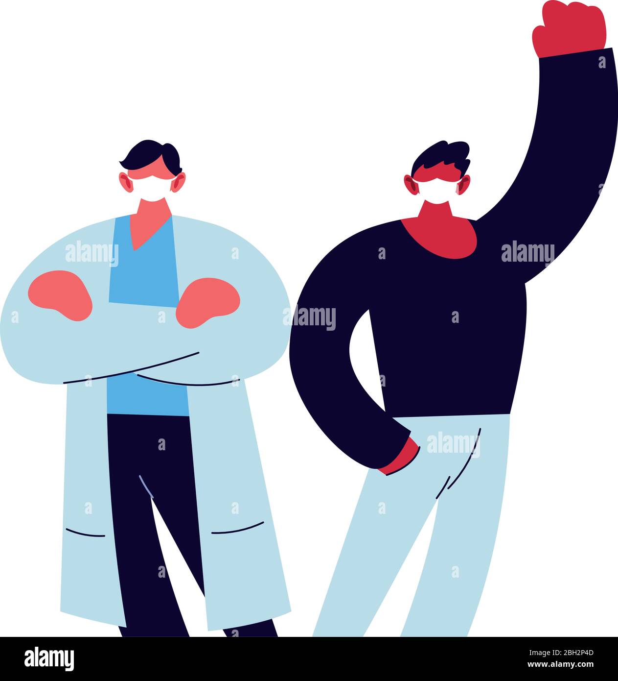 Doctor and patient using face mask vector illustration design Stock ...