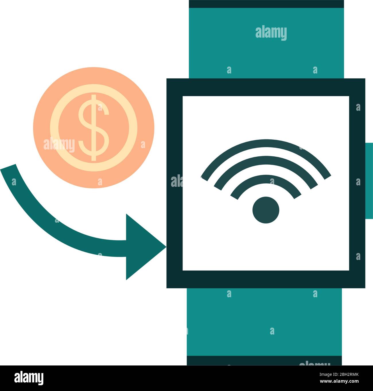 mobile banking, smart watch connection money vector illustration flat ...