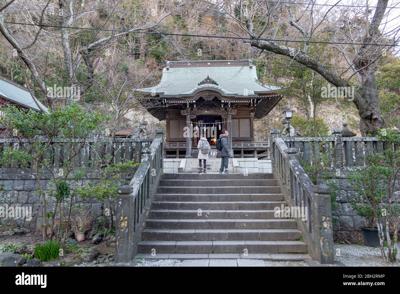 Mitama shrine which is an old shrine in Kamakura city and the beach ...