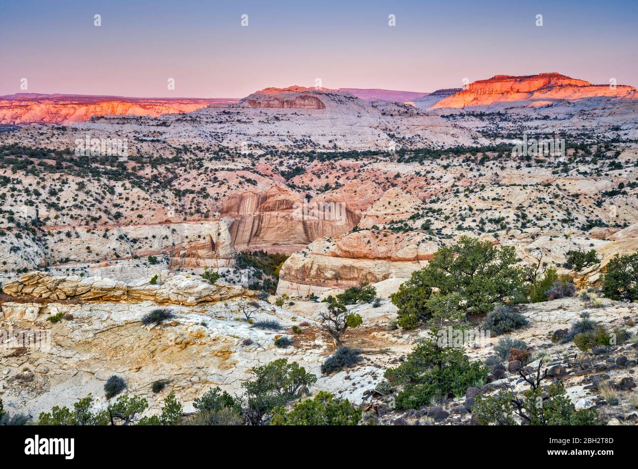 Calf Creek canyon, sunrise, view from Highway 12 at New Home Bench, The ...
