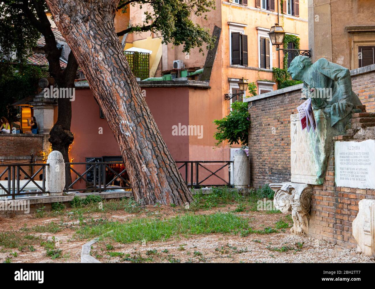 Rome, Italy - July 21,2018: Trastevere, the monument to the famous ...
