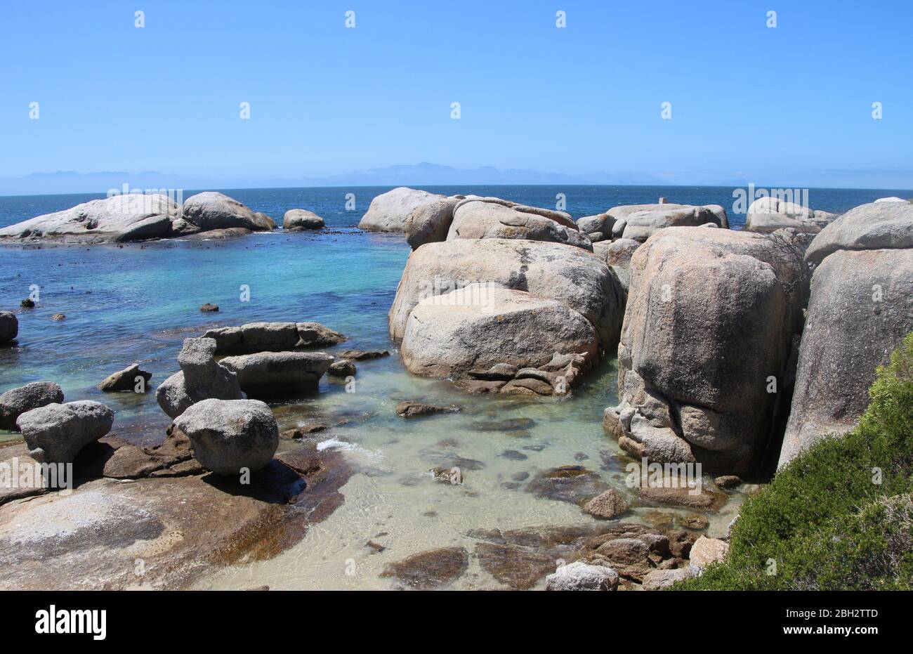 Large granite boulders on Boulders Beach in Simon's Town. Cape ...
