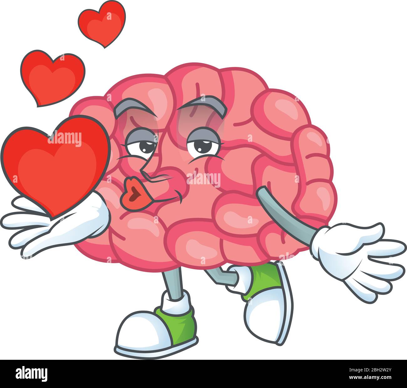 An adorable cartoon design of brain holding heart Stock Vector Image ...