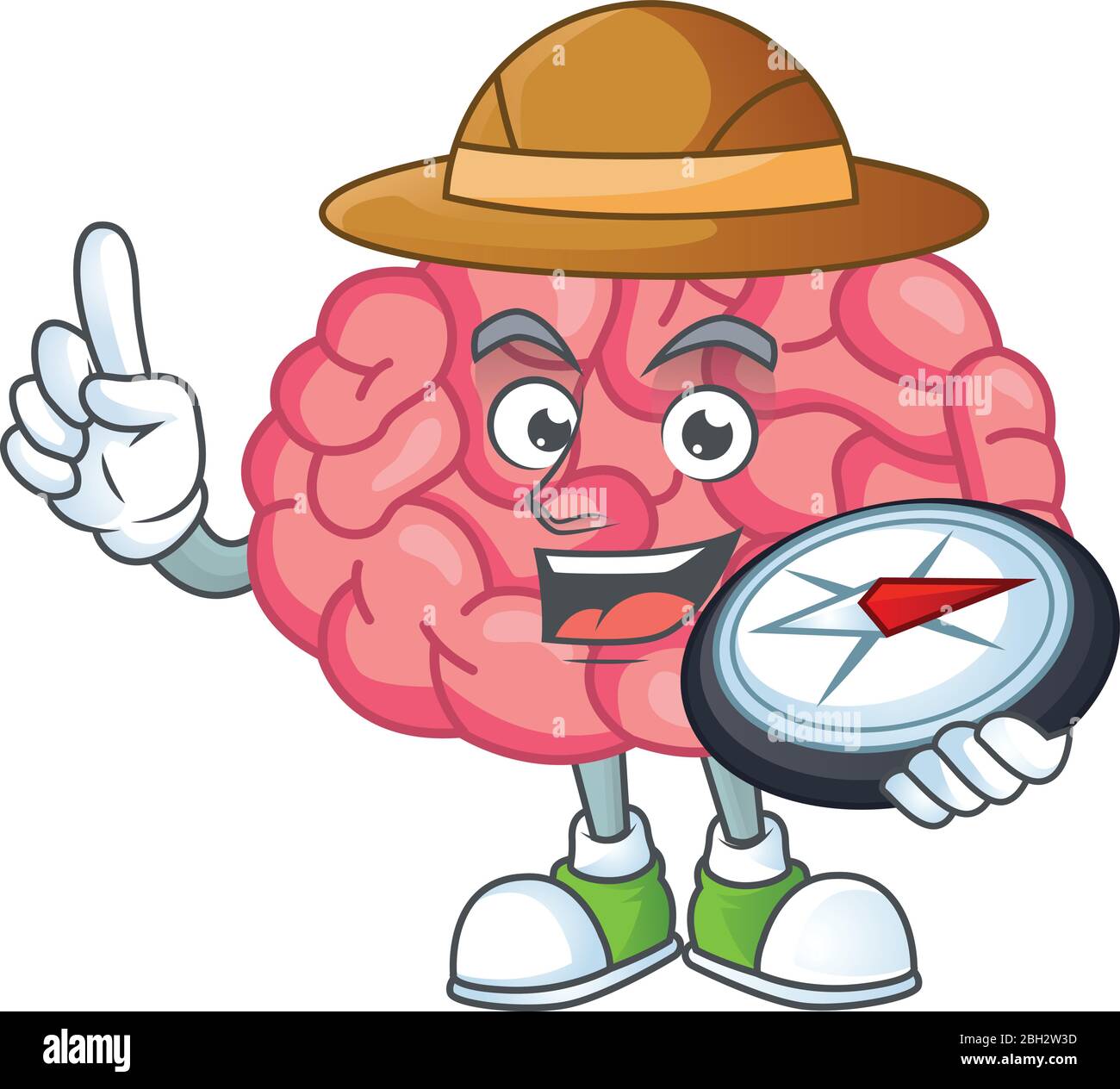 World explorer brain cartoon design style using compass Stock Vector ...