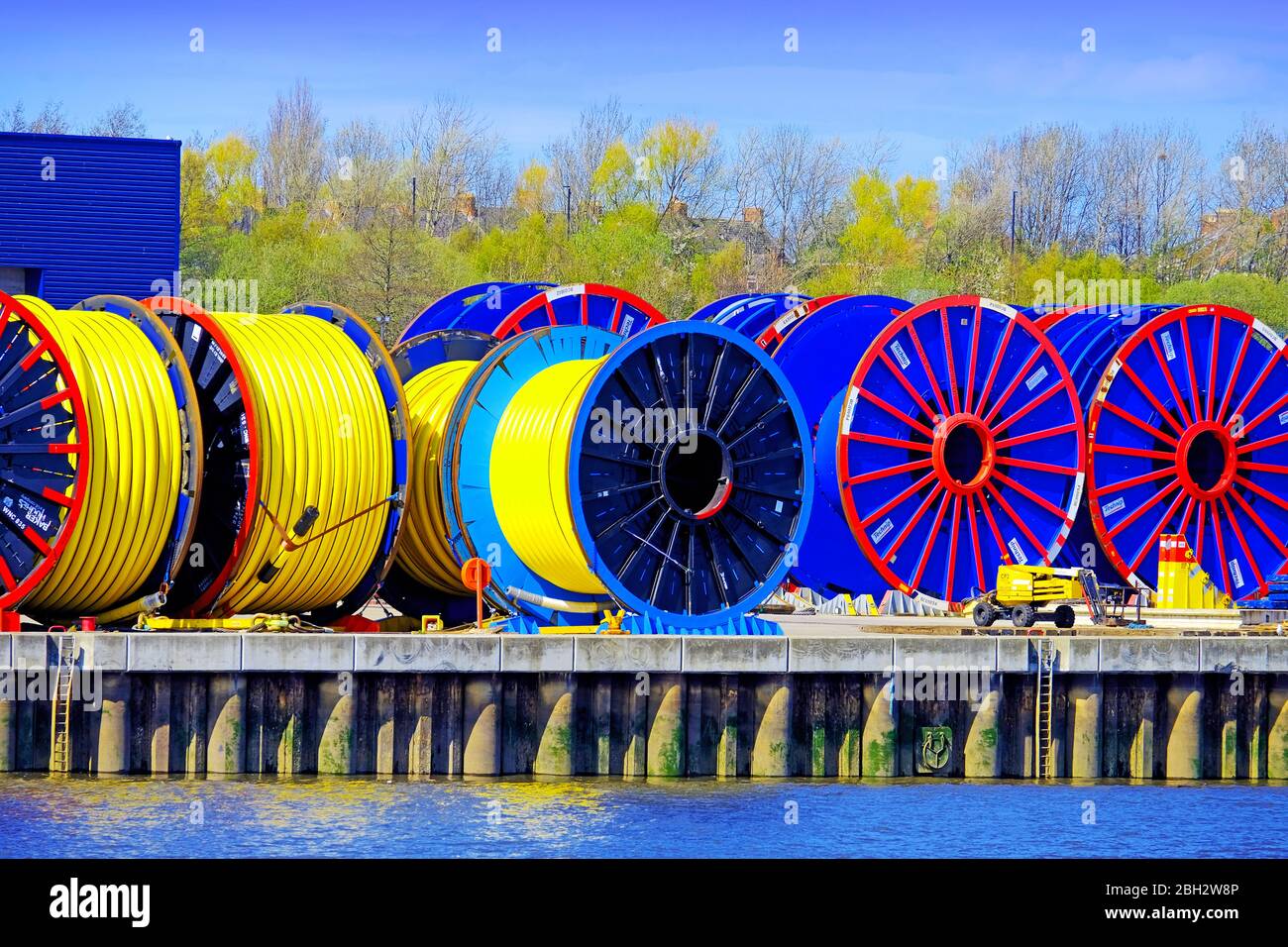 Undersea communications giant empty and full cable reels at Bridons ...