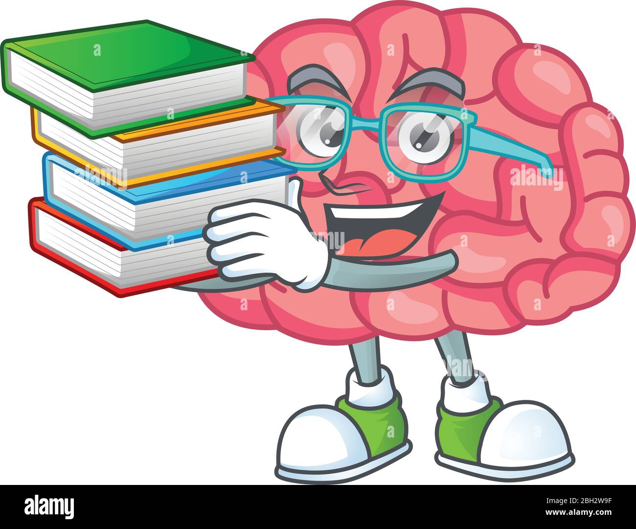 A mascot design of brain student character with book Stock Vector Image ...