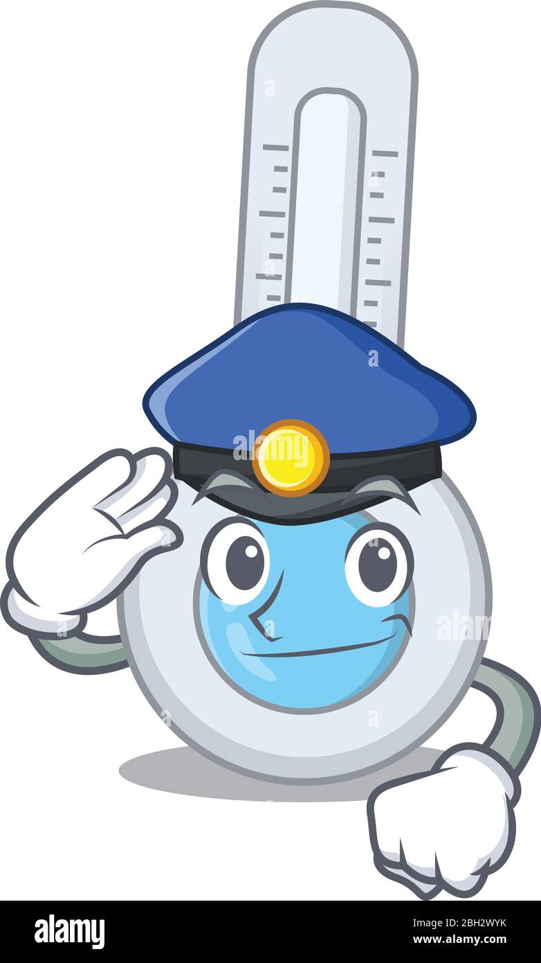 Police officer mascot design of cold thermometer wearing a hat Stock ...