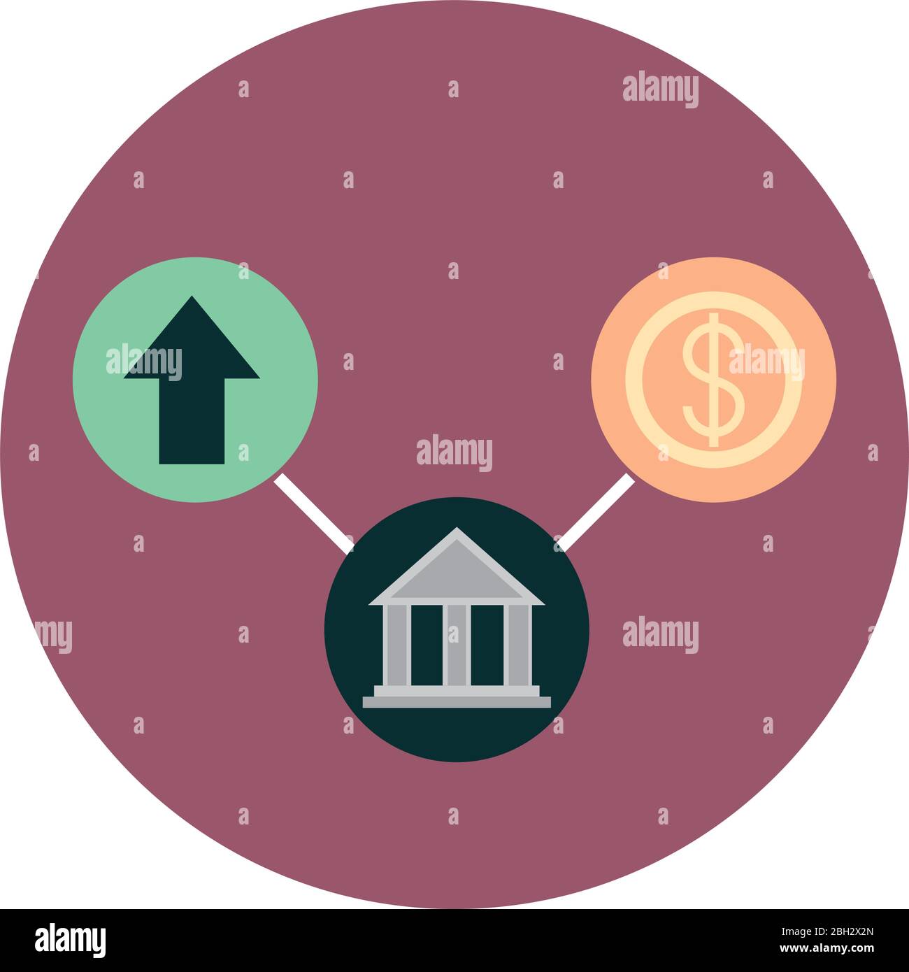mobile banking, bank growth money increase vector illustration block ...