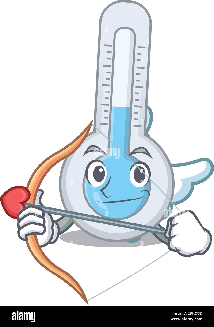 Cold thermometer in cupid cartoon character with arrow and wings Stock ...