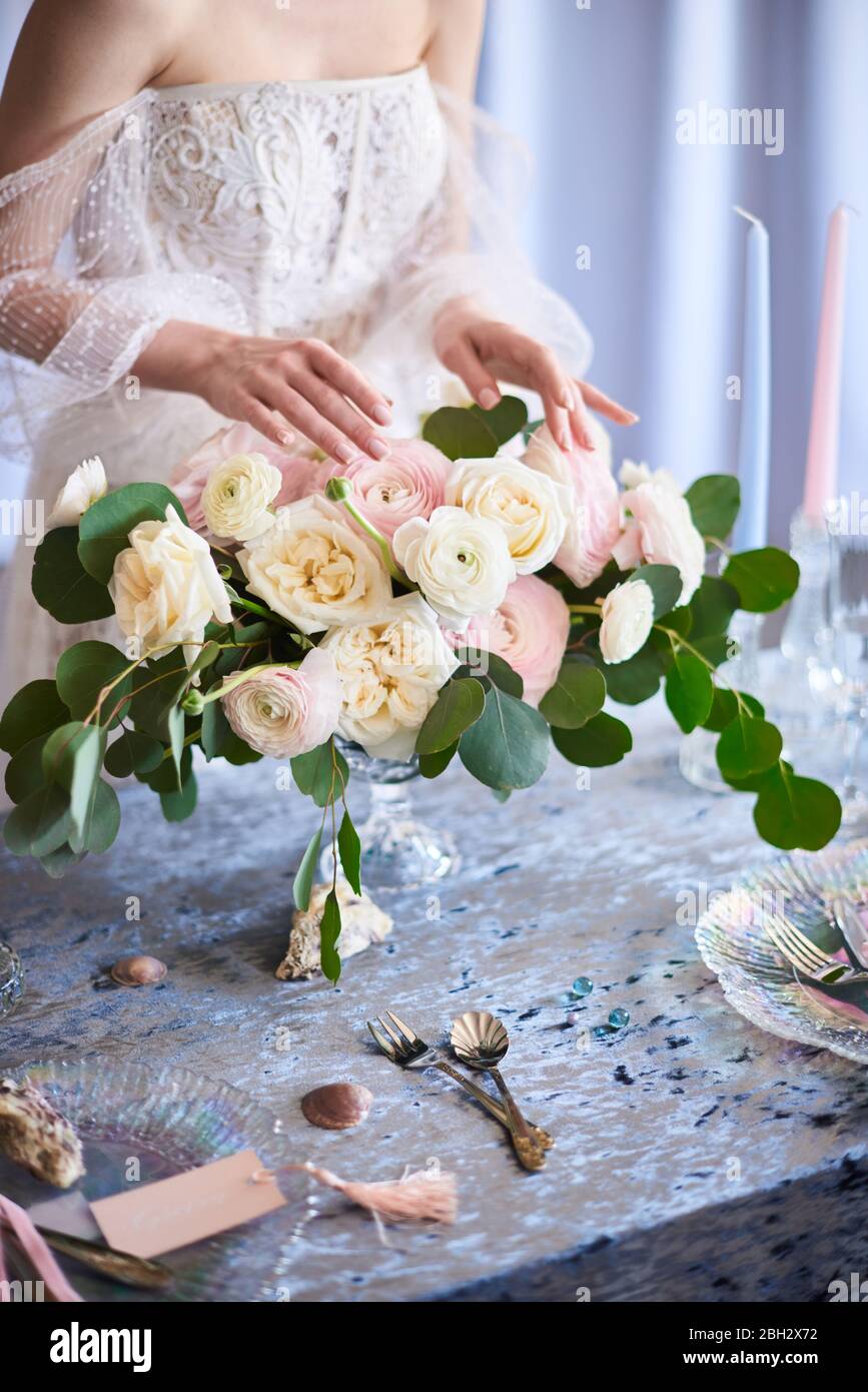 Bridal hold wedding bouquet with Blush Italian Cloony Ranunculus and ...