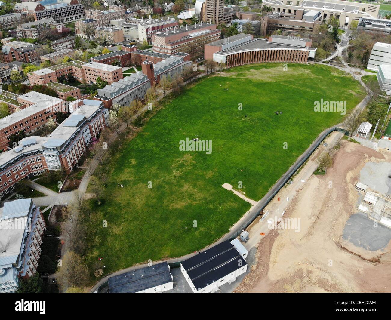 PRINCETON, NJ -12 APR 2020- Aerial view of the town of Princeton, New ...