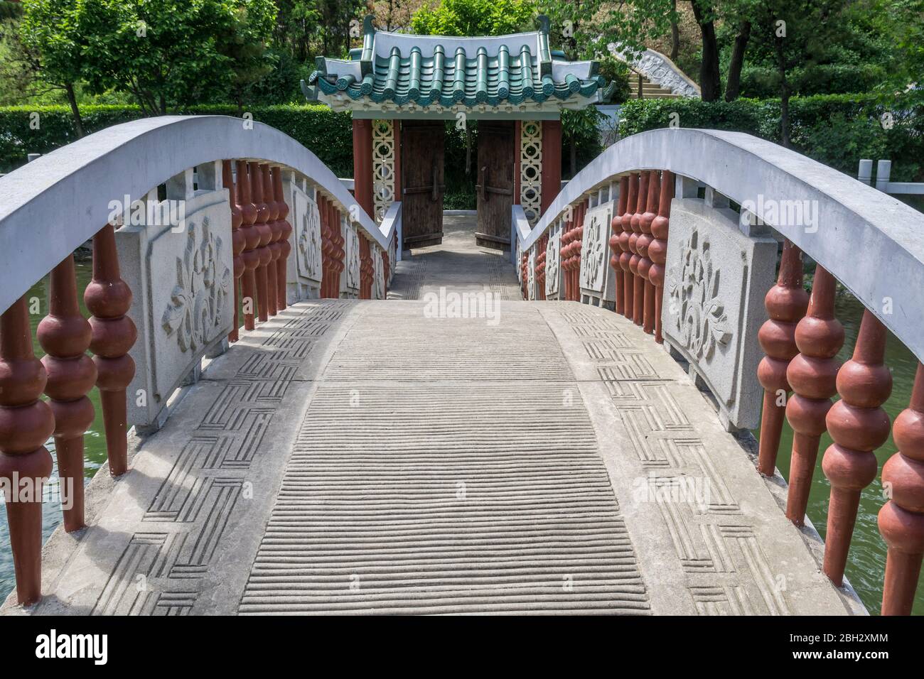 Curved traditional temple Bridge, North Korea Stock Photo - Alamy