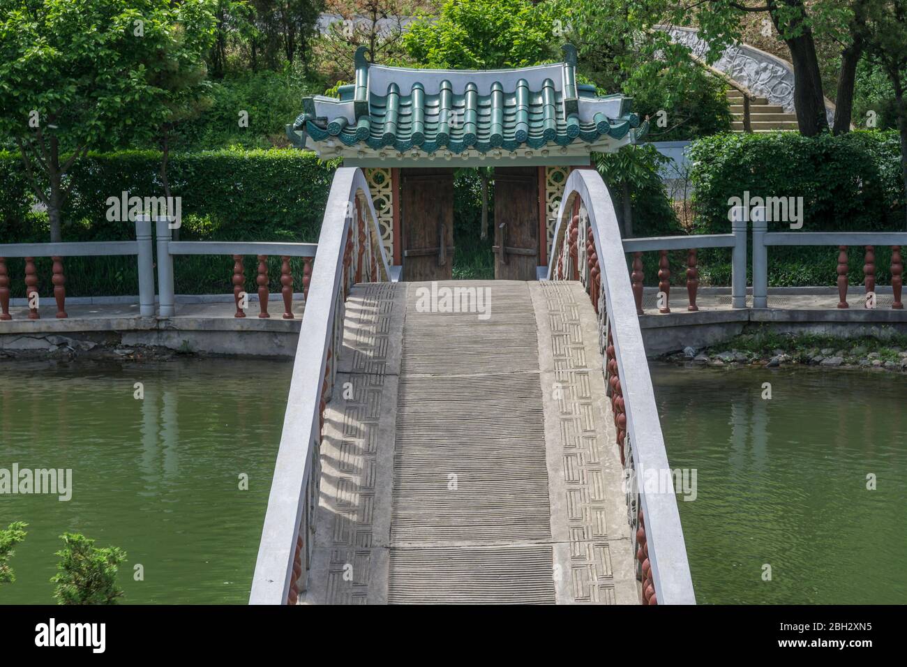 Curved traditional temple Bridge, North Korea Stock Photo - Alamy