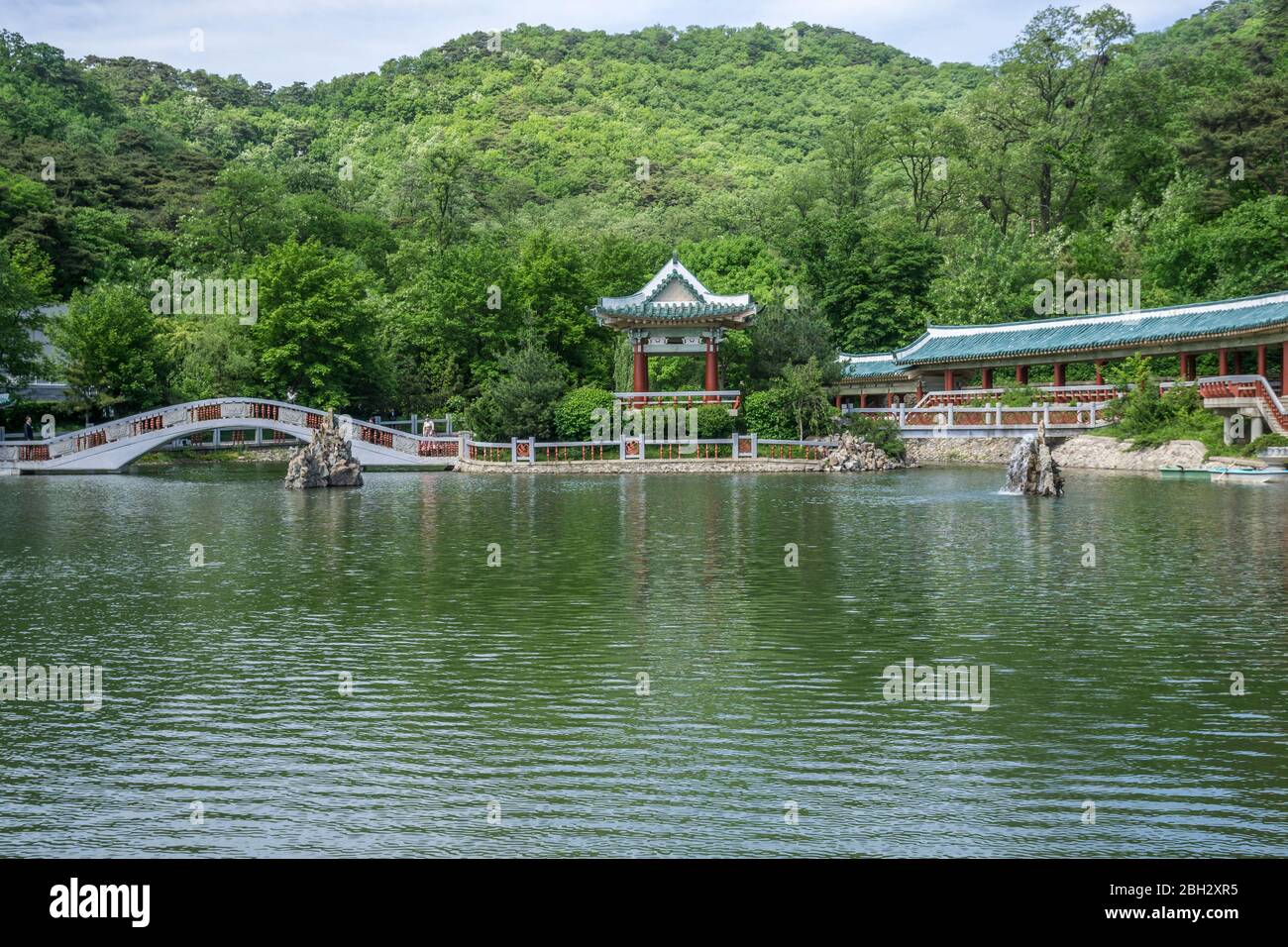 Pavilion in the park on Mount Ryongak, North Korea Stock Photo - Alamy