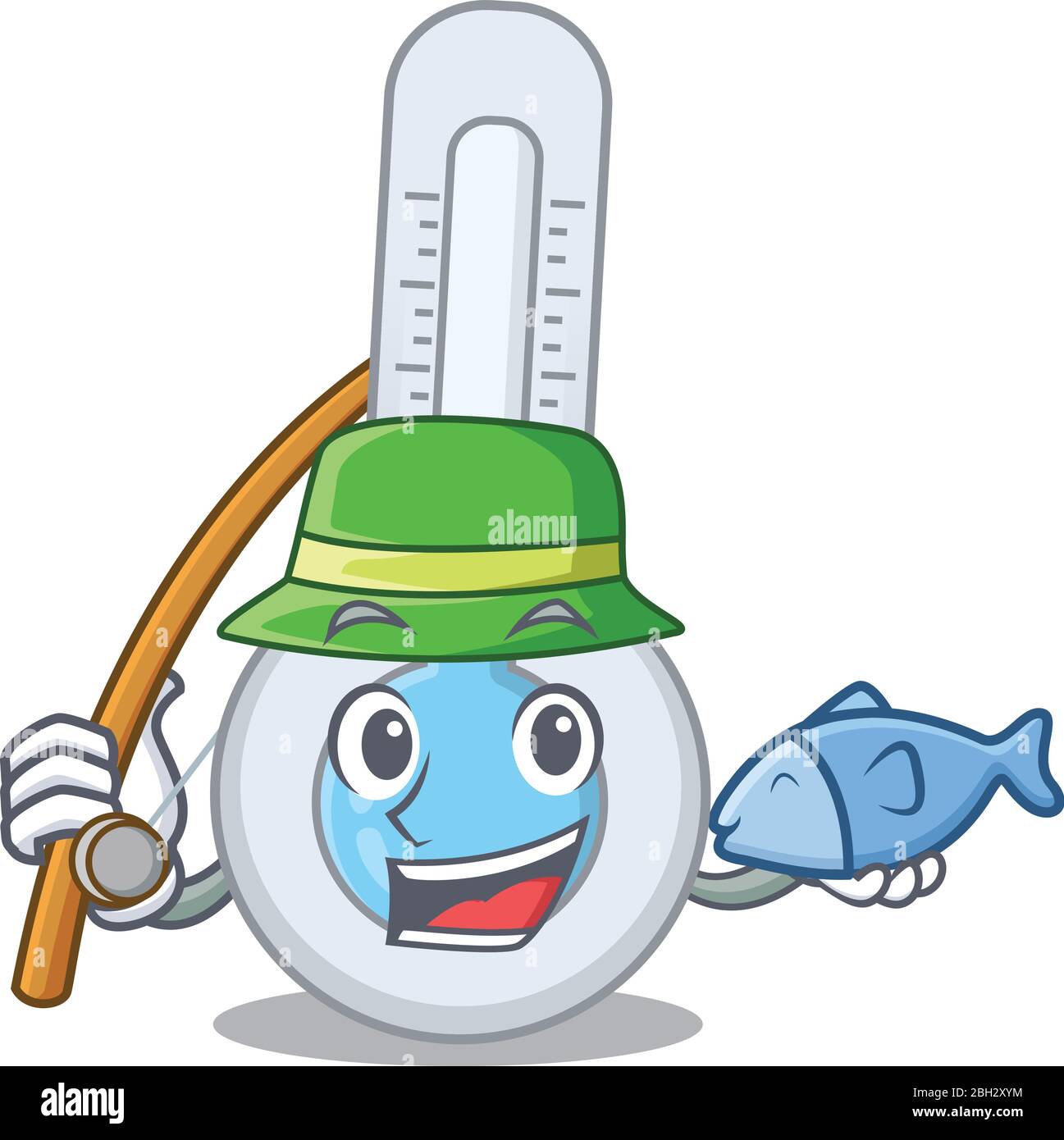 Cartoon design concept of cold thermometer while fishing Stock Vector ...