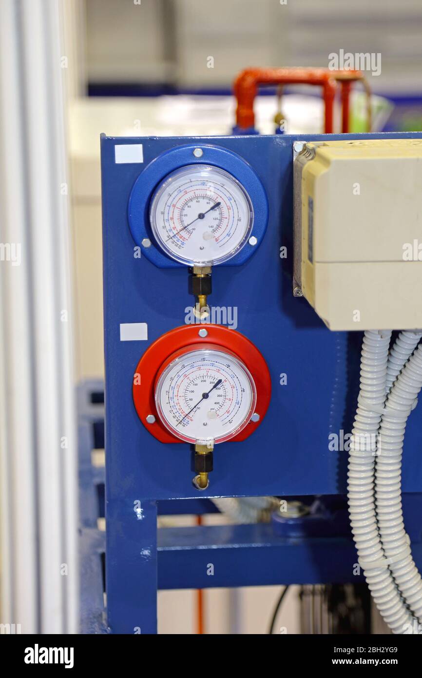 Low and High Pressure Gauges Scale Hydraulic Machine Control Stock ...