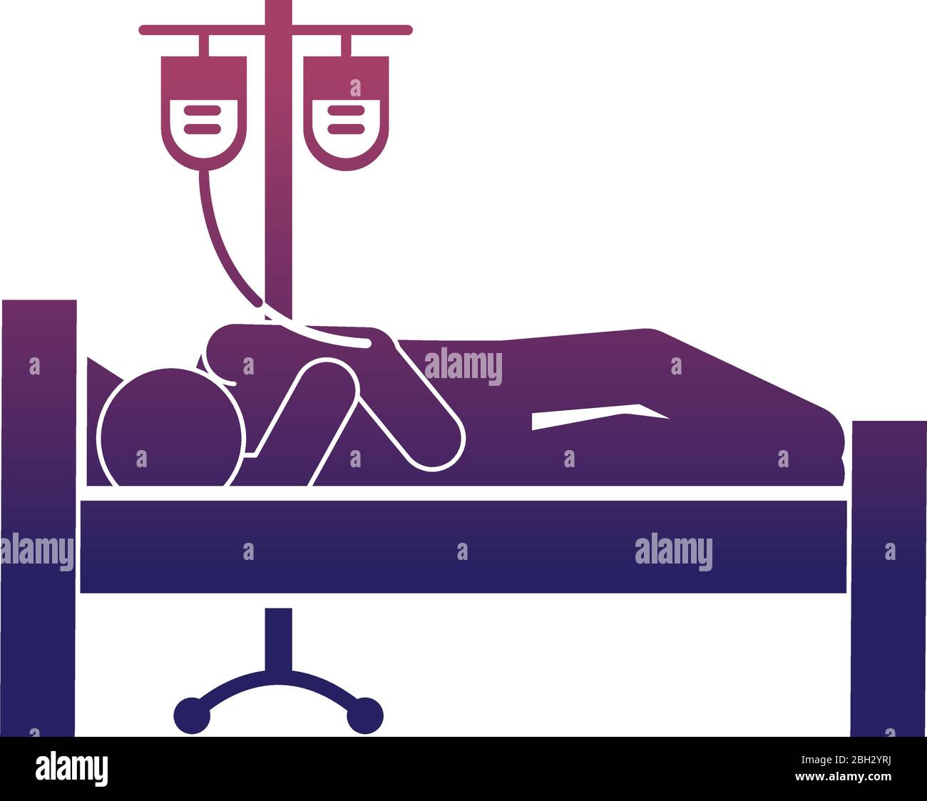 coronavirus covid 19, sick person in bed hospital with iv stand ...