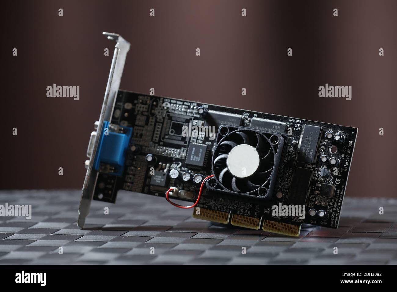 old video card isolated on dark background Stock Photo - Alamy
