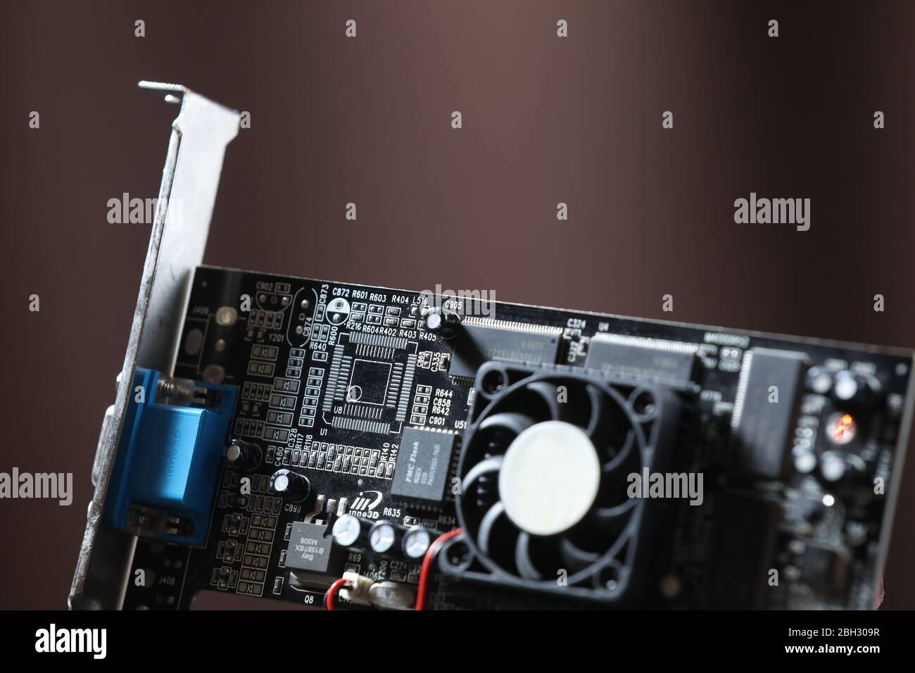 old video card isolated on dark background Stock Photo - Alamy