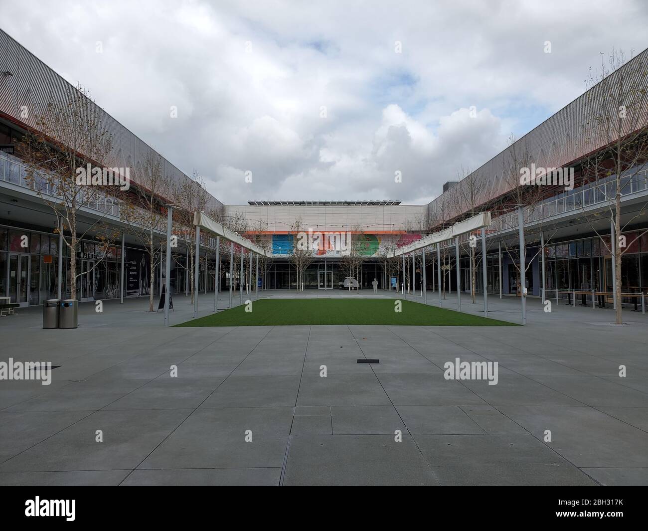Wide angle view of empty City Center Bishop Ranch shopping mall during ...