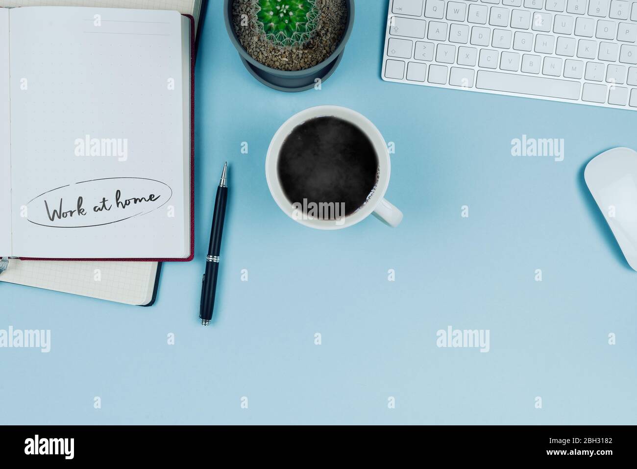 work from home and home office concept, top view of clean modern ...