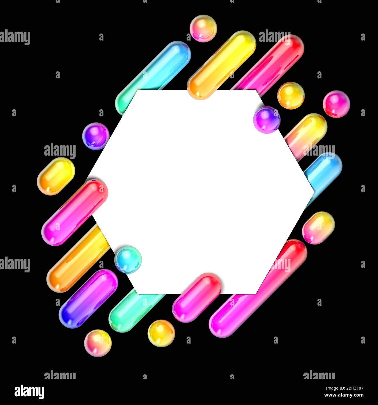 Abstract funky 80's style geometric banner. 3D Rendering Stock Photo ...