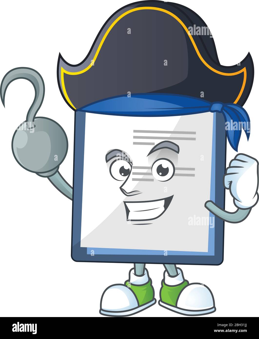 Cool pirate of medical note cartoon design style with one hook hand ...