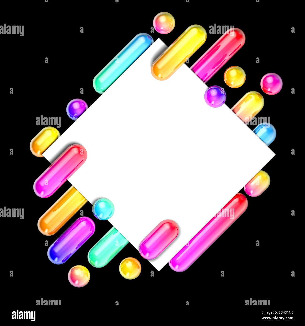 Abstract funky 80's style geometric banner. 3D Rendering Stock Photo ...