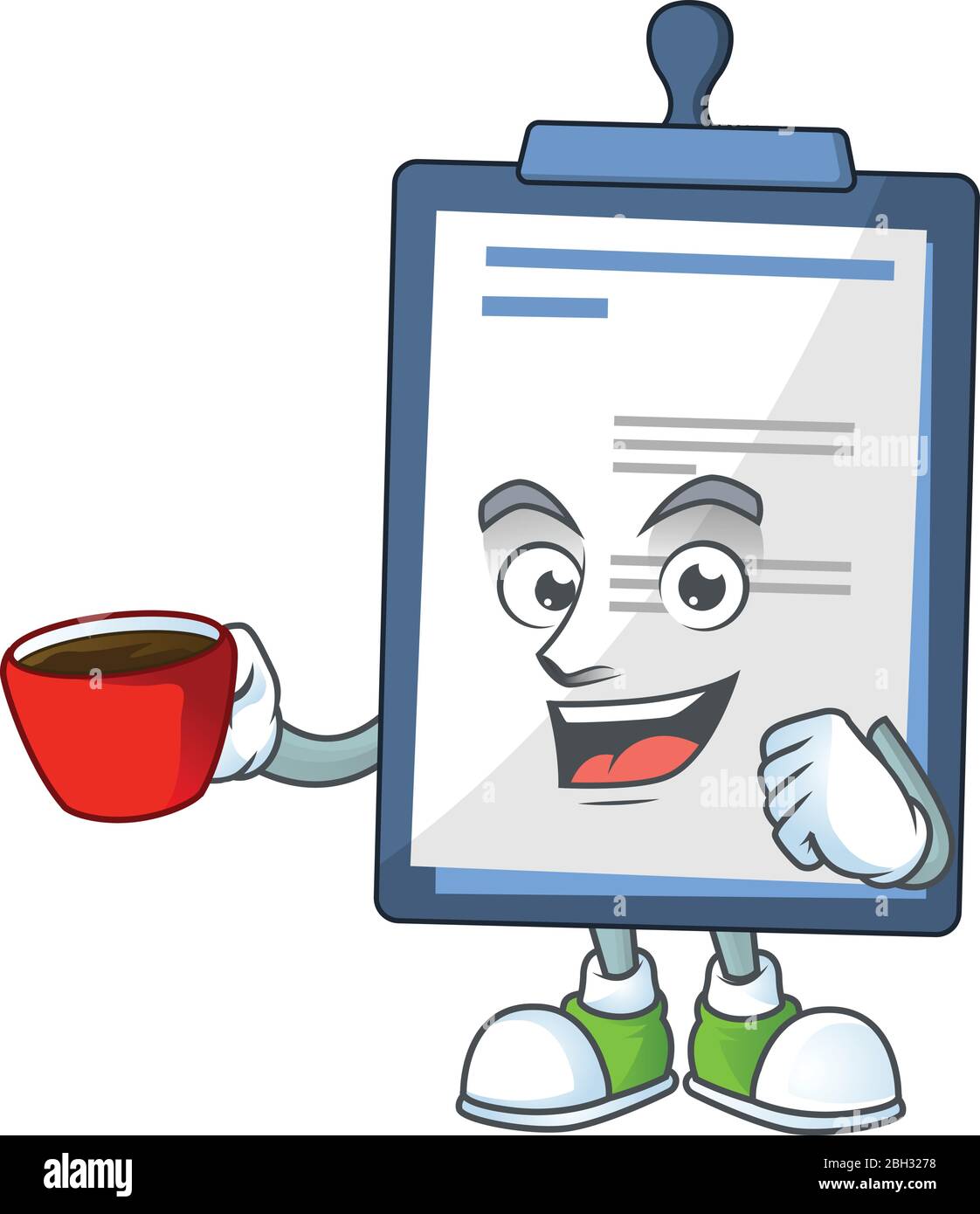 An image cartoon character of medical note with a cup of coffee Stock ...