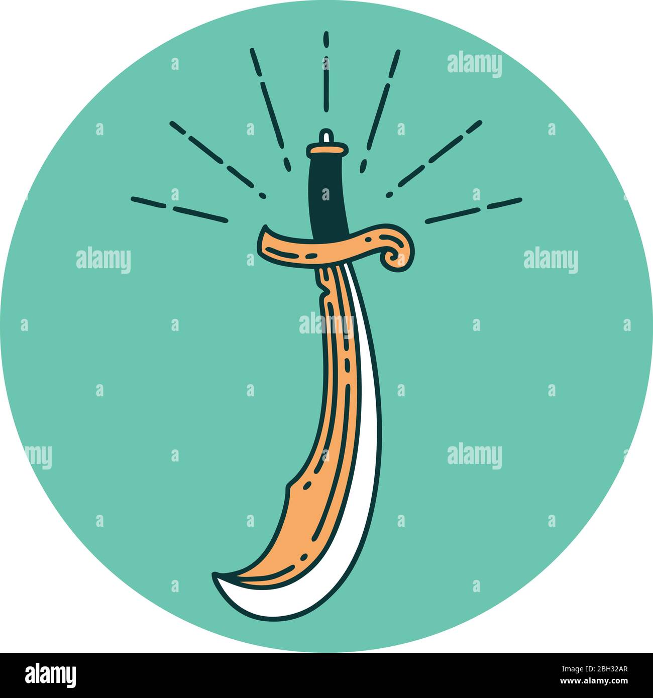 icon of a tattoo style scimitar sword Stock Vector Image & Art - Alamy