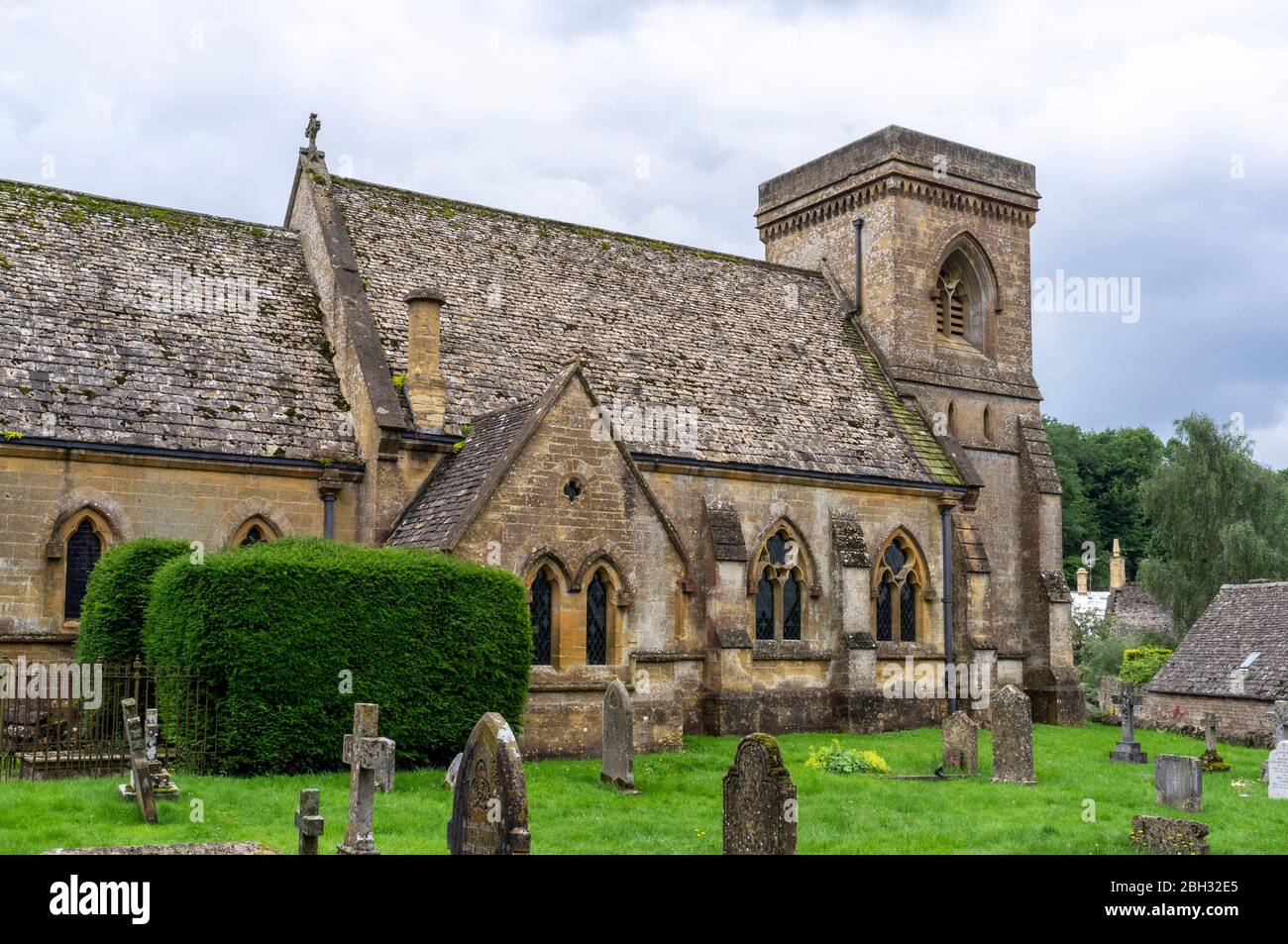 The Anglican St Barnabas Church in the village of Snowshill, Cotswolds ...