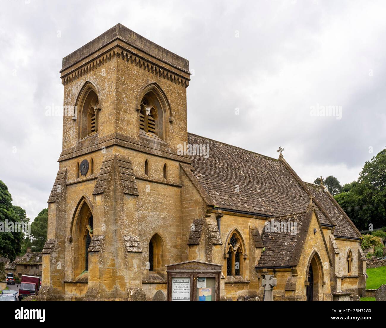 The Anglican St Barnabas Church in the village of Snowshill, Cotswolds ...