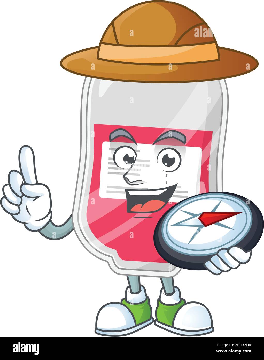 World explorer bag of blood cartoon design style using compass Stock ...