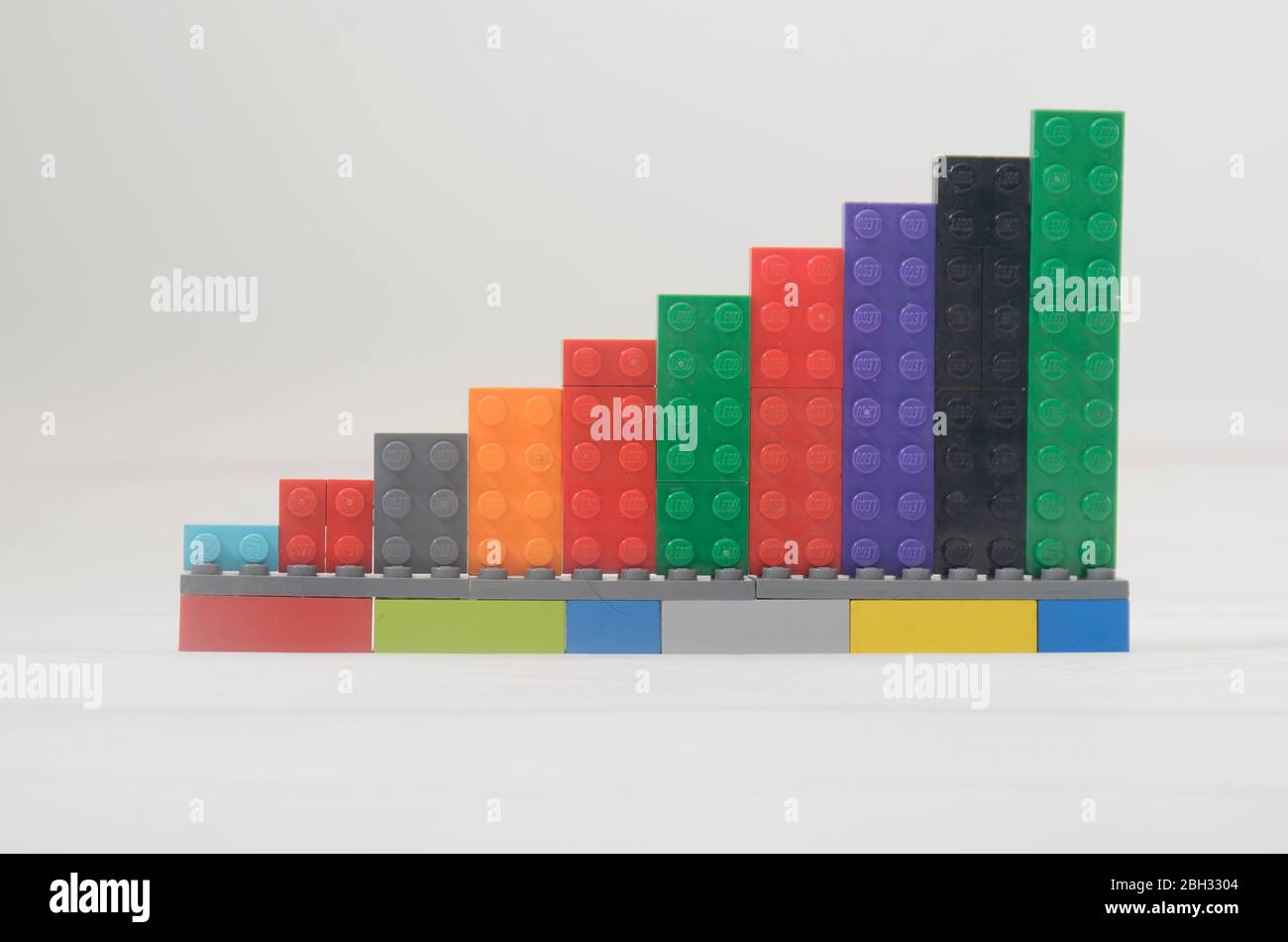 up and down stairs of life, create from brick isolated white background ...