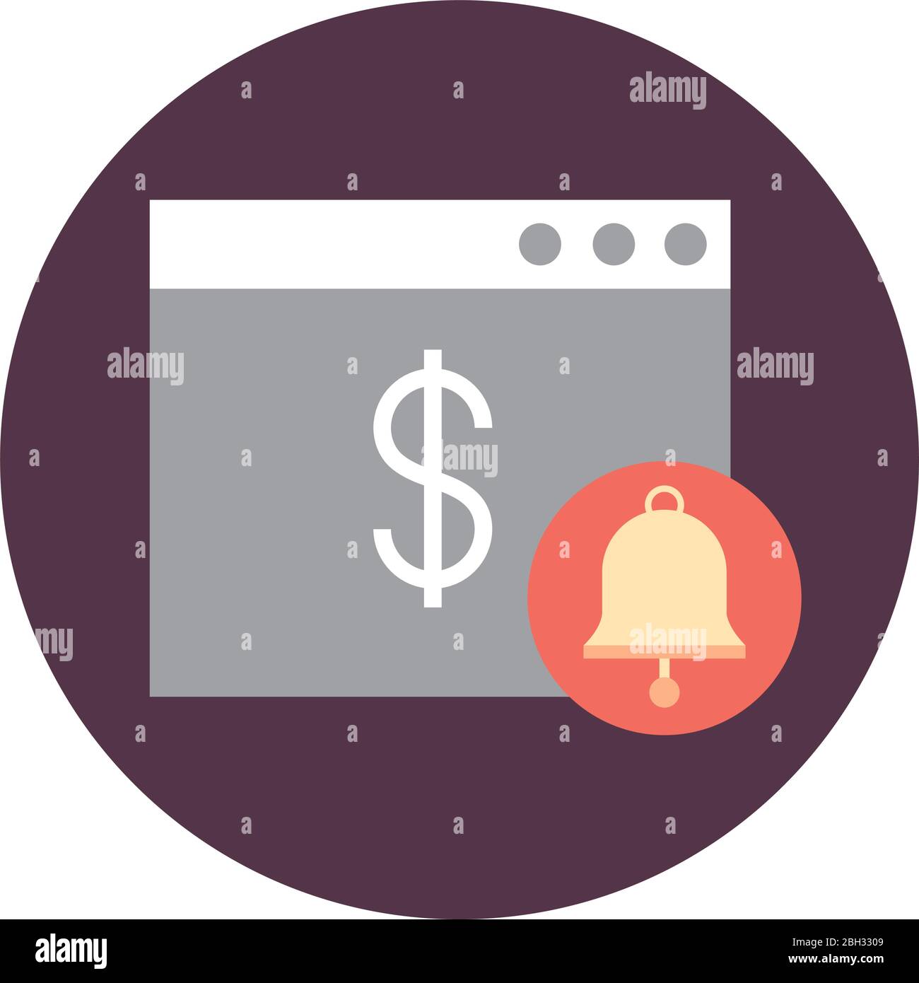 mobile banking, website money alert bell vector illustration block ...