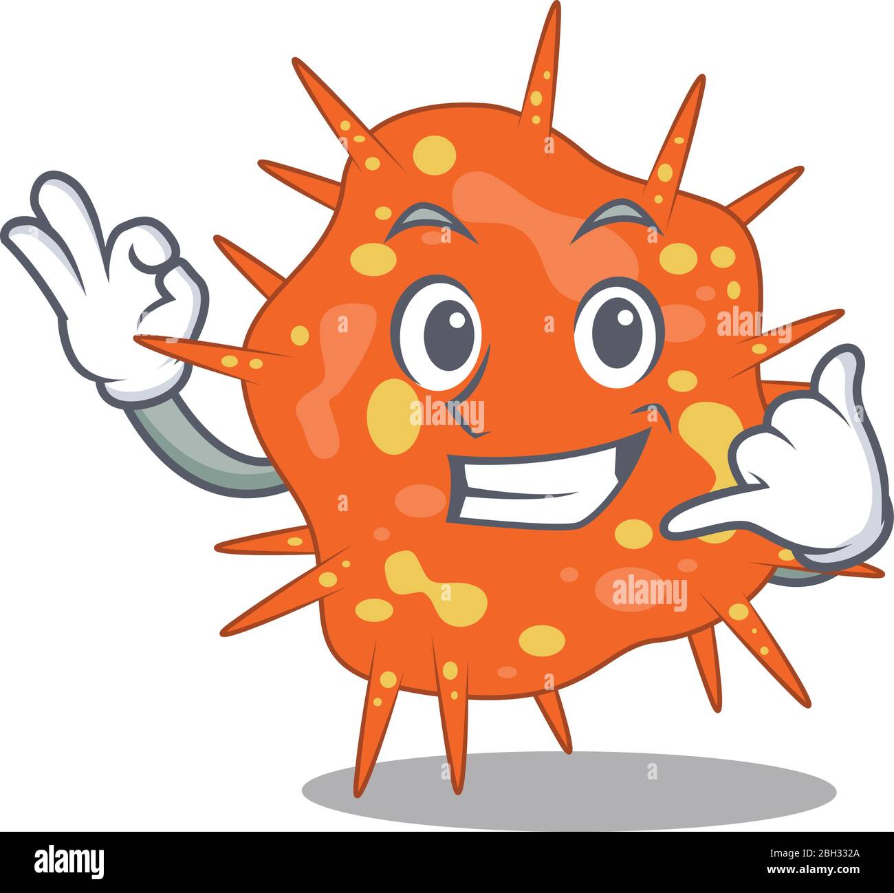 Cartoon design of burkholderia mallei with call me funny gesture Stock ...